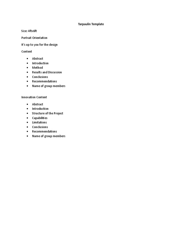 Tarpaulin Template | PDF