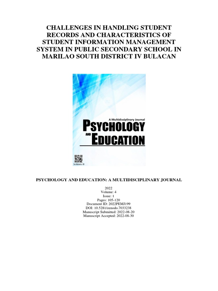 Challenges in Handling Student Records and Characteristics of Student Information Management ...