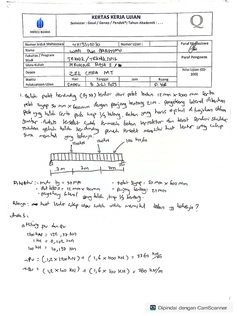 Desain Struktur Baja Parkir Motor BJ37 | PDF