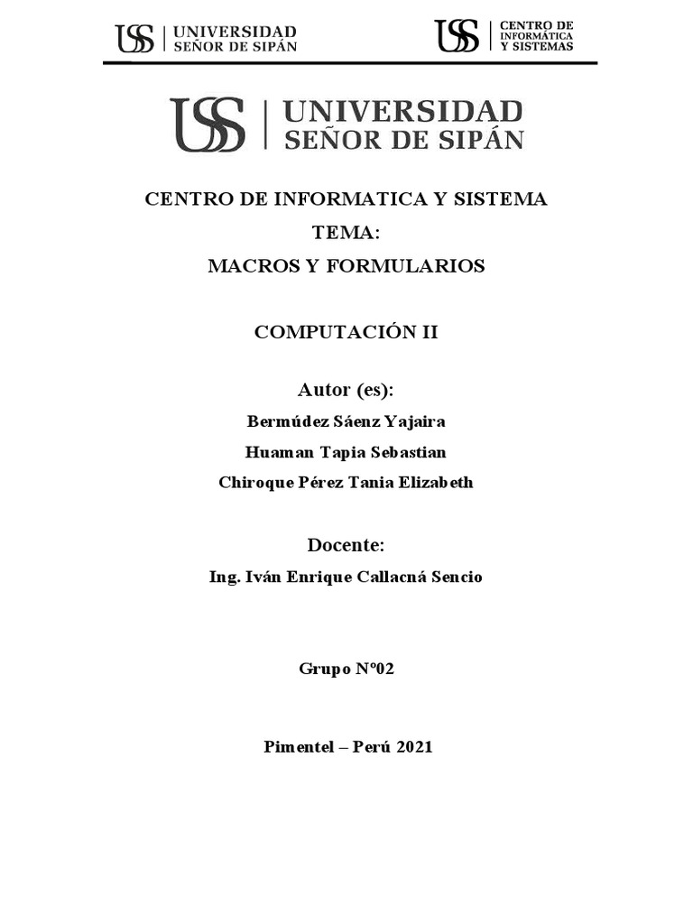Macros y Formulario - Grupo - 02 | PDF | Macro (informática) | Microsoft Excel