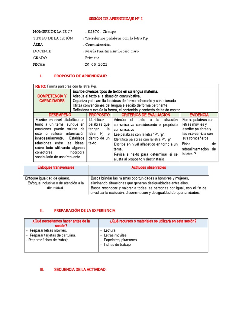 Sesion de La Letra P | Descargar gratis PDF | Evaluación | Cognición