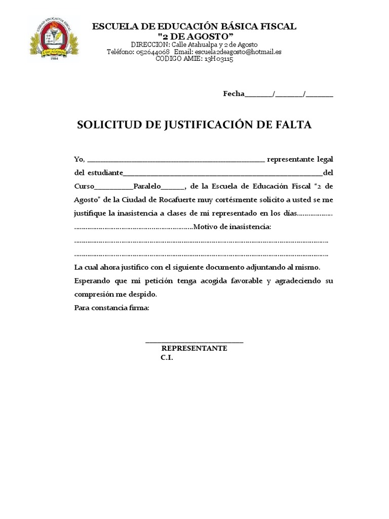 Solicitud de Justificación de Falta | PDF