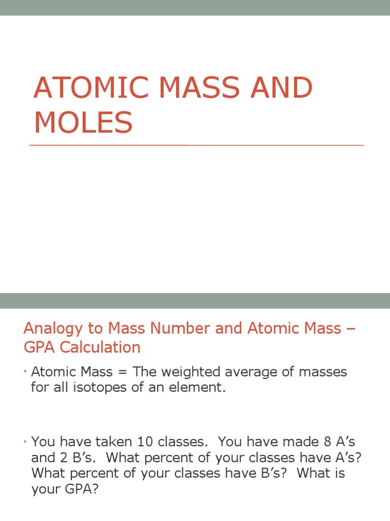 Chapter 1 Notes Atomic Mass and Moles CHM 151 Fall 2022 | PDF ...