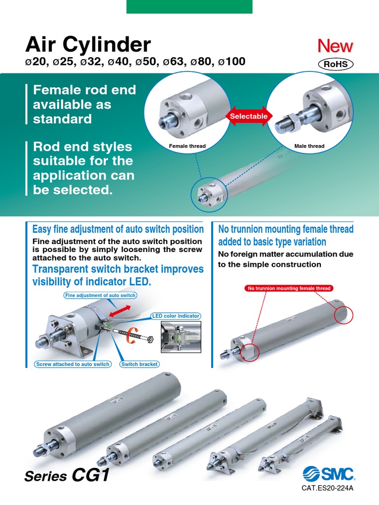 Air Cylinder: Female Rod End Available As Standard Rod End Styles ...