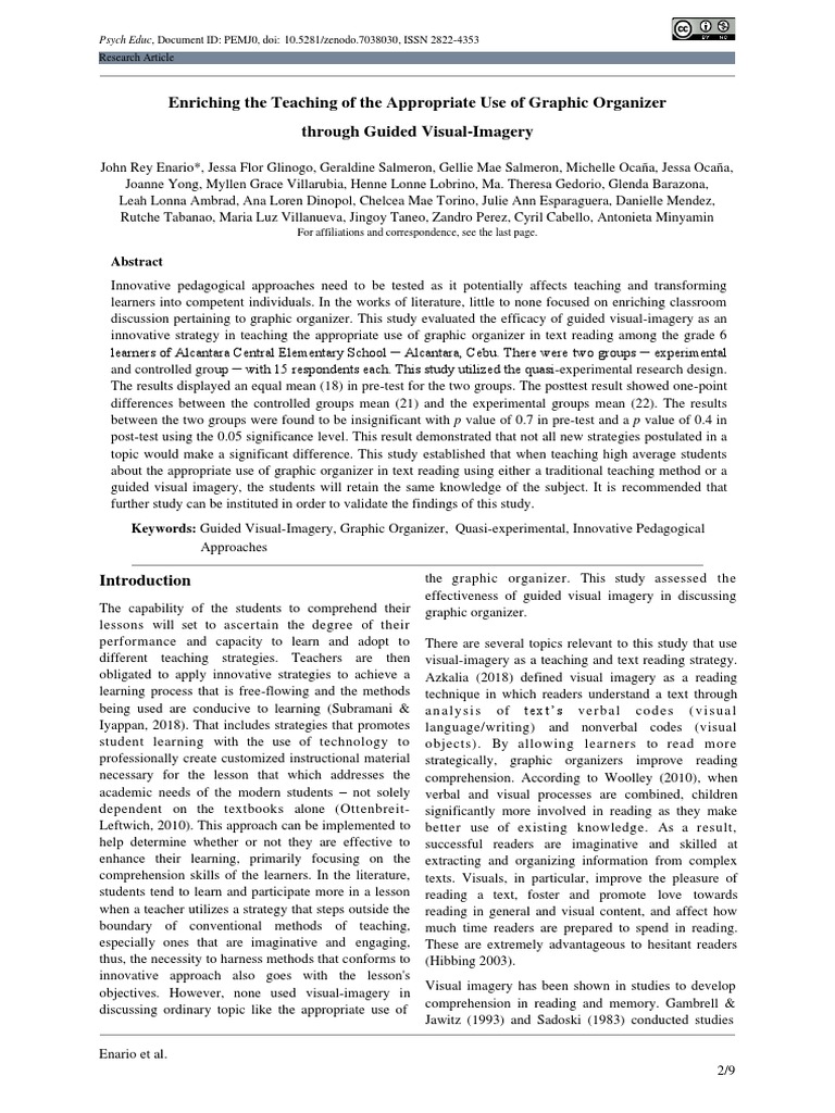 Enriching The Teaching of The Appropriate Use of Graphic Organizer ...