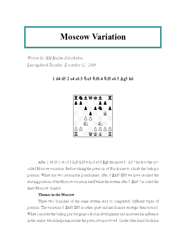 Ruslan Scherbakov - Moscow Variation | PDF