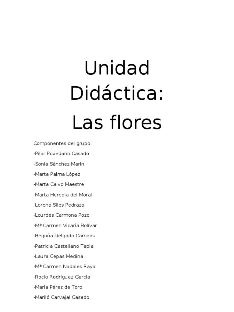 Unidad Didáctica. LAS FLORES. | PDF | Evaluación | Aprendizaje