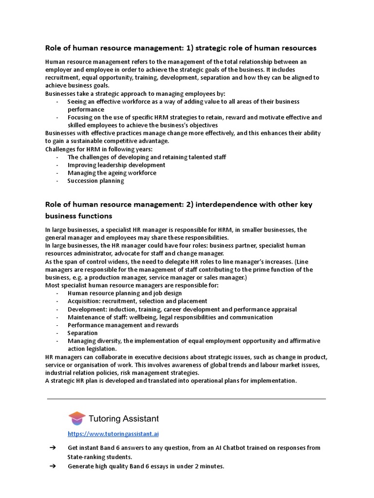 Business Studies - Human Resources - Notes 1 | PDF | Employment | Human ...