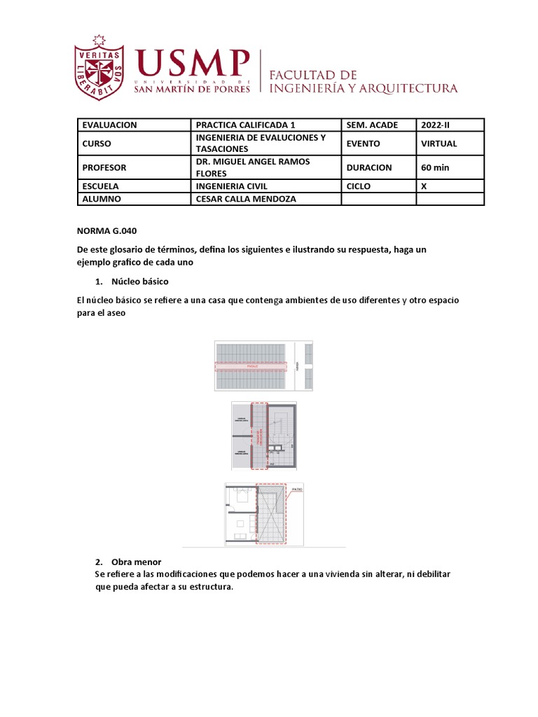 PC1 - Cesar Calla Mendoza - Ingenieria de Evaluacion y Tasaciones | PDF | Encendiendo | edificio