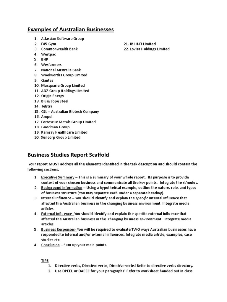Business Studies A1 Scaffold 2023 | PDF