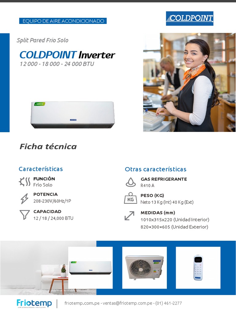 Split Pared Inverter Cold Point | PDF | Calor | Ingeniería Termodinámica