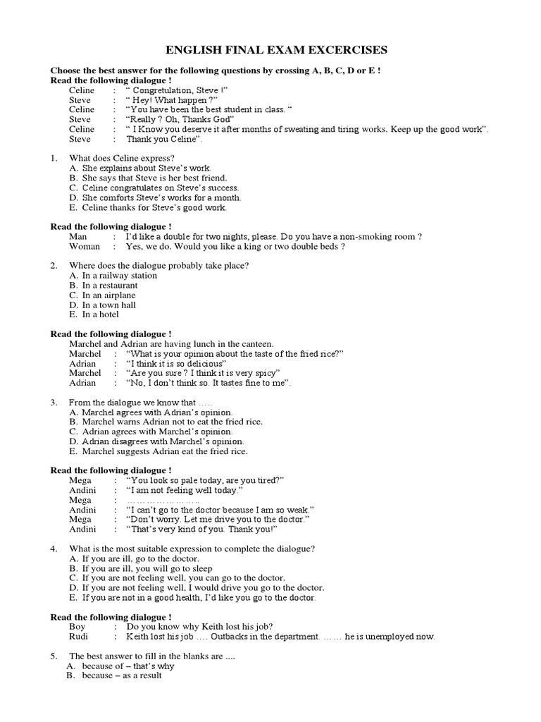 English Final Exam Excercises | PDF
