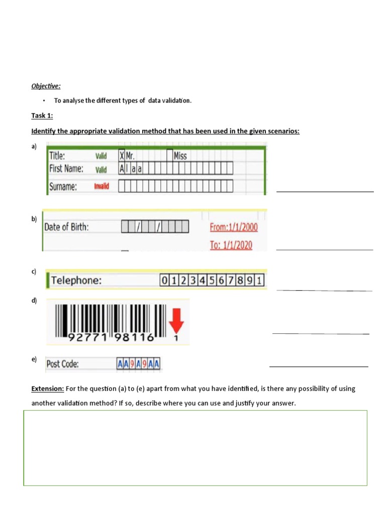 Data Validation Methods and Examples | PDF | Computers
