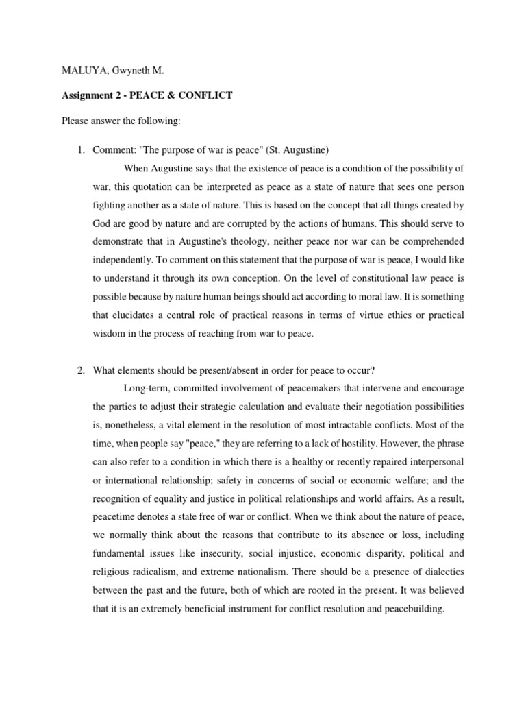 MALUYA, Gwyneth Assignment#2 | PDF | Peace | Peacebuilding