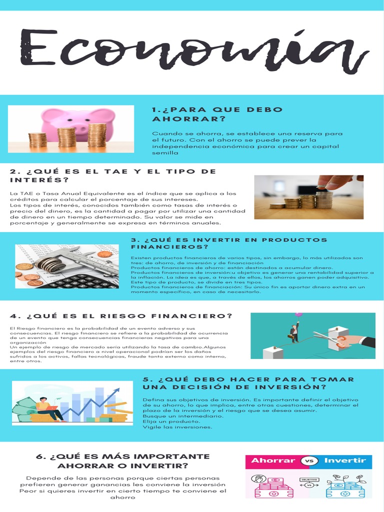 Turquesa Iconos Proceso Infografía | PDF | Interés | Ahorro