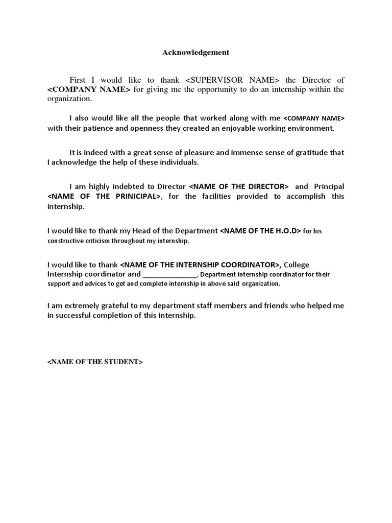 Acknowledgement Sample | PDF