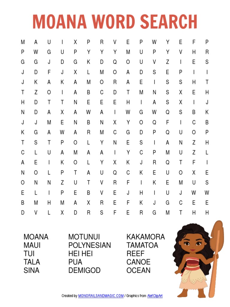 Moana Word Search 2020 | PDF