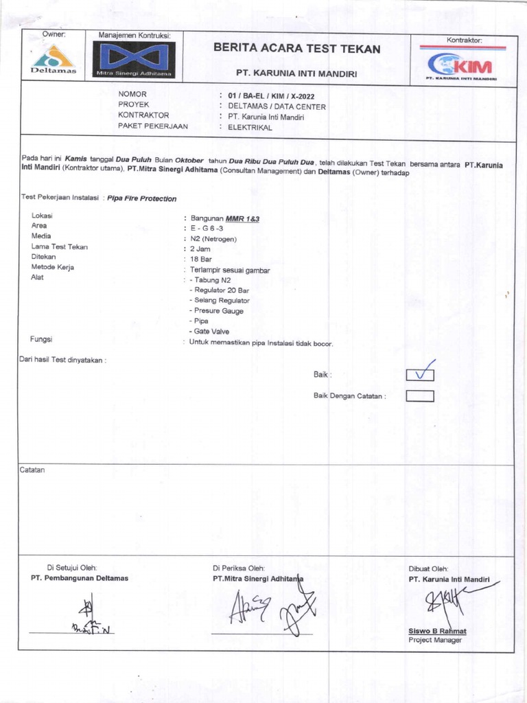 01.Ba.test Tekan-pipa Fire Protect | PDF