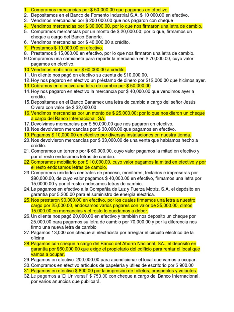 Unidad II Ejercicios de Operaciones 1 | PDF | Bancos | Cheque