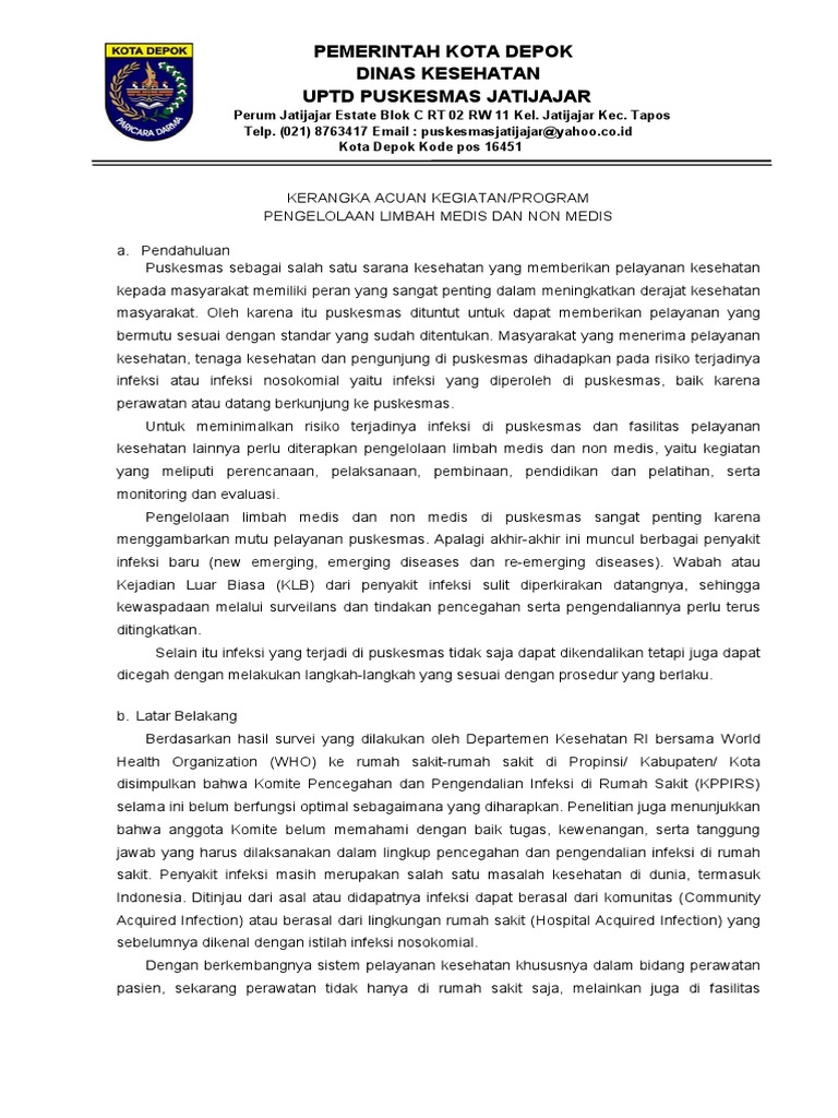 Fix Kak Pengelolaan Limbah Medis Dan Non Medis | PDF