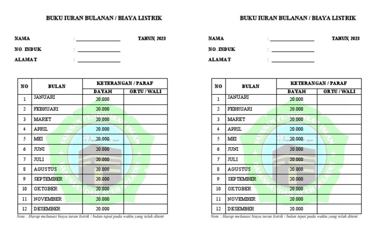 Buku Iuran Bulanan | PDF