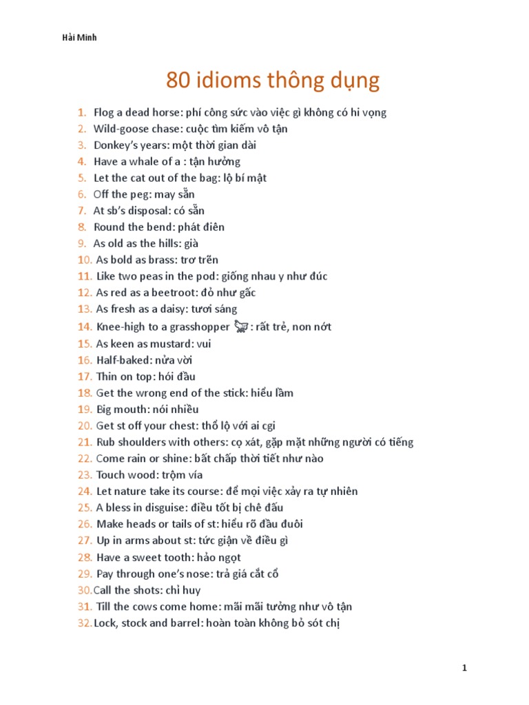 80 Idioms Thông D NG | PDF