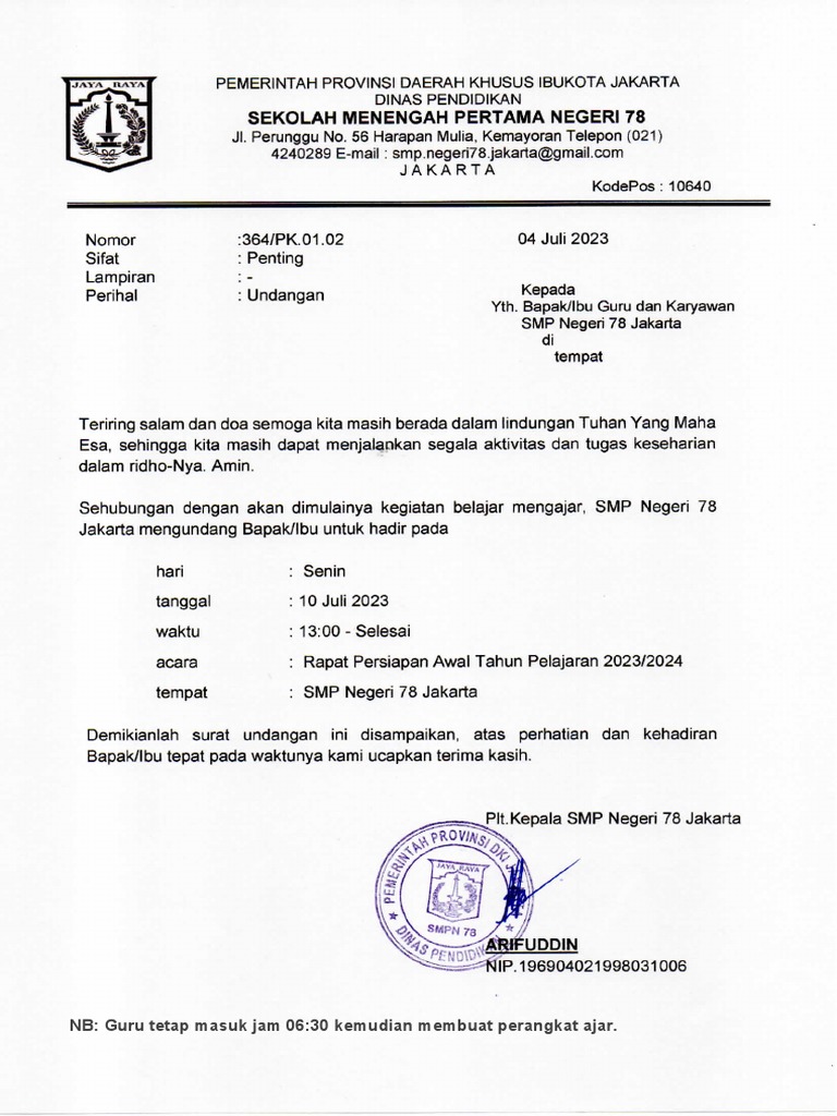 SURAT UNDANGAN RAPAT PERSIAPAN AWAL TAHUN TP 2023-2024 Fix | PDF SURAT UNDANGAN RAPAT PERSIAPAN AWAL TAHUN TP 2023-2024 Fix | PDF