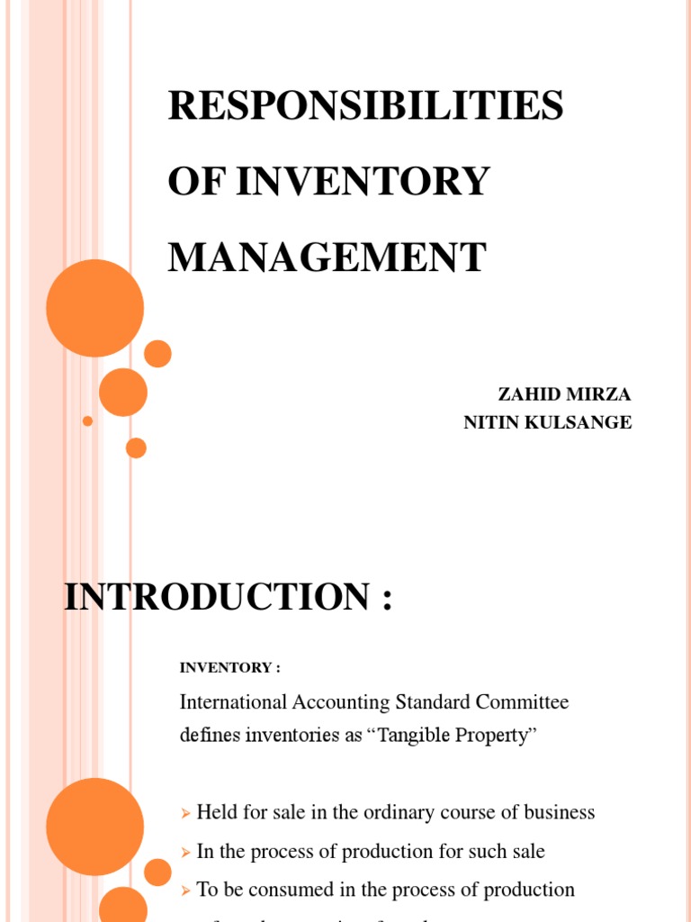 Responsibilities of Inventory Management | PDF