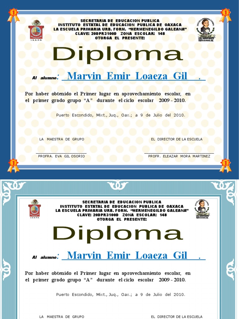 Diplomas Editables de Aprovechamiento | Descargar gratis PDF | México