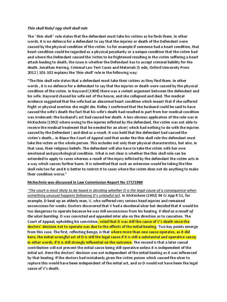 Understanding the Thin Skull Rule | PDF | Social Science | Law
