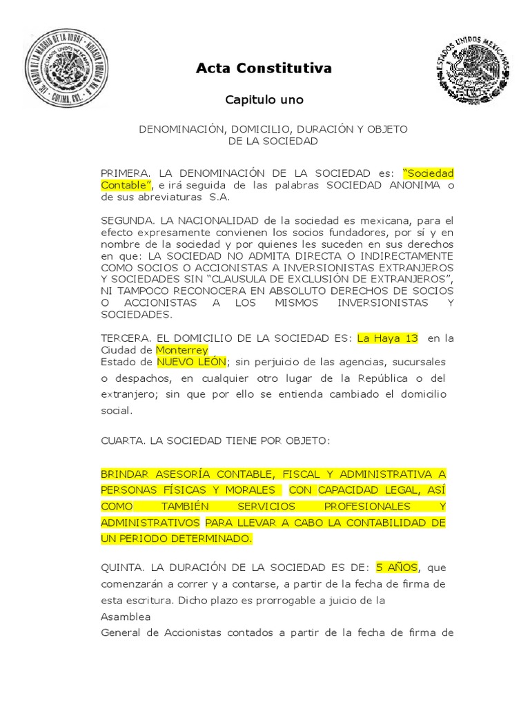 Acta Constitutiva | PDF