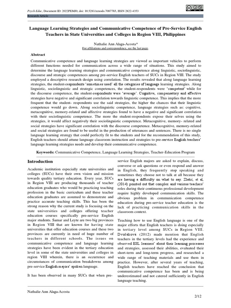 Language Strategies and Competence in SUCs | PDF | Language Arts ...