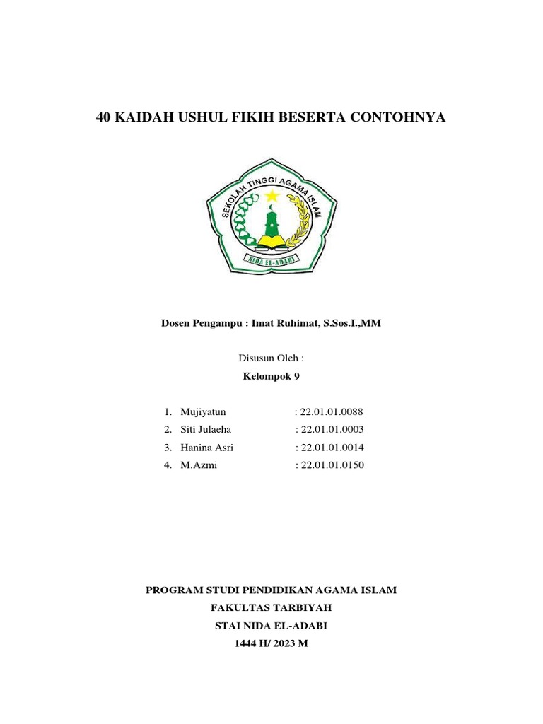 Ushul Fikih Kel.9 (40 Kaidah Ushul Fiqih) | PDF Ushul Fikih Kel.9 (40 Kaidah Ushul Fiqih) | PDF