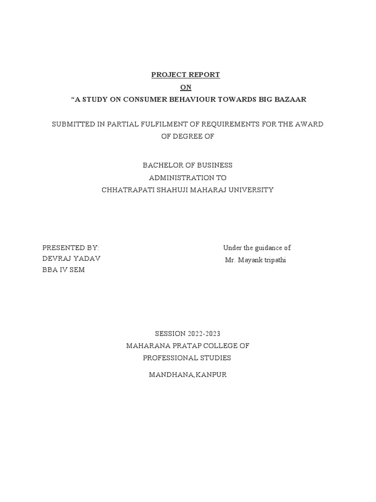 Devraj Yadav (Research Report) | PDF | Survey Methodology | Business