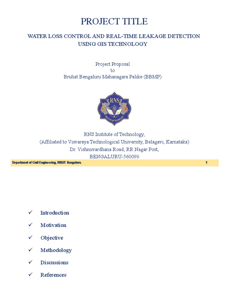 Project Proposal - Water Loss Control and Real-Time Leakage Detection Using GIS Technology | PDF