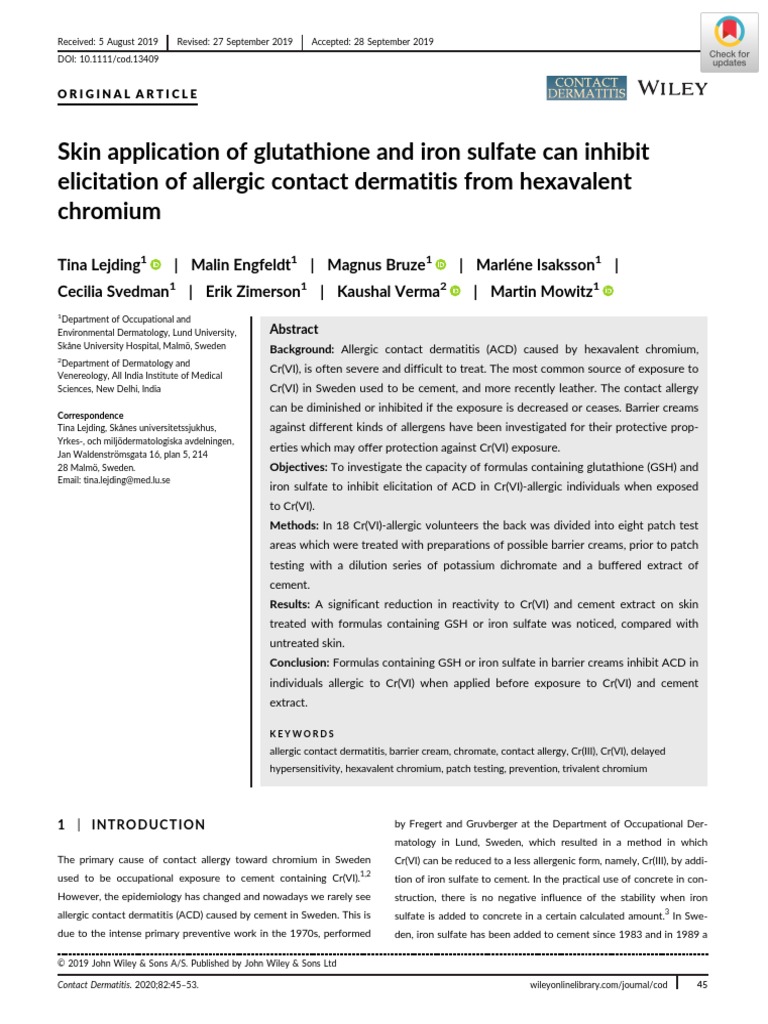 Skin Application of Glutathione and Iron Sulfate Can Inhibit | PDF
