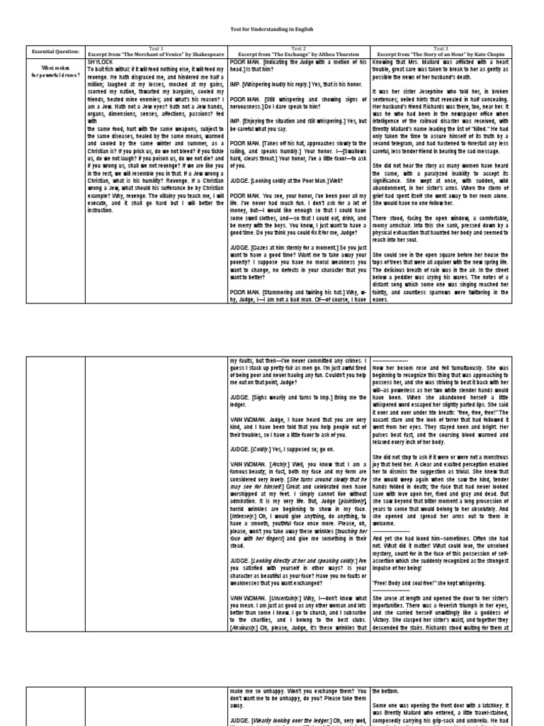 Test For Understanding | PDF