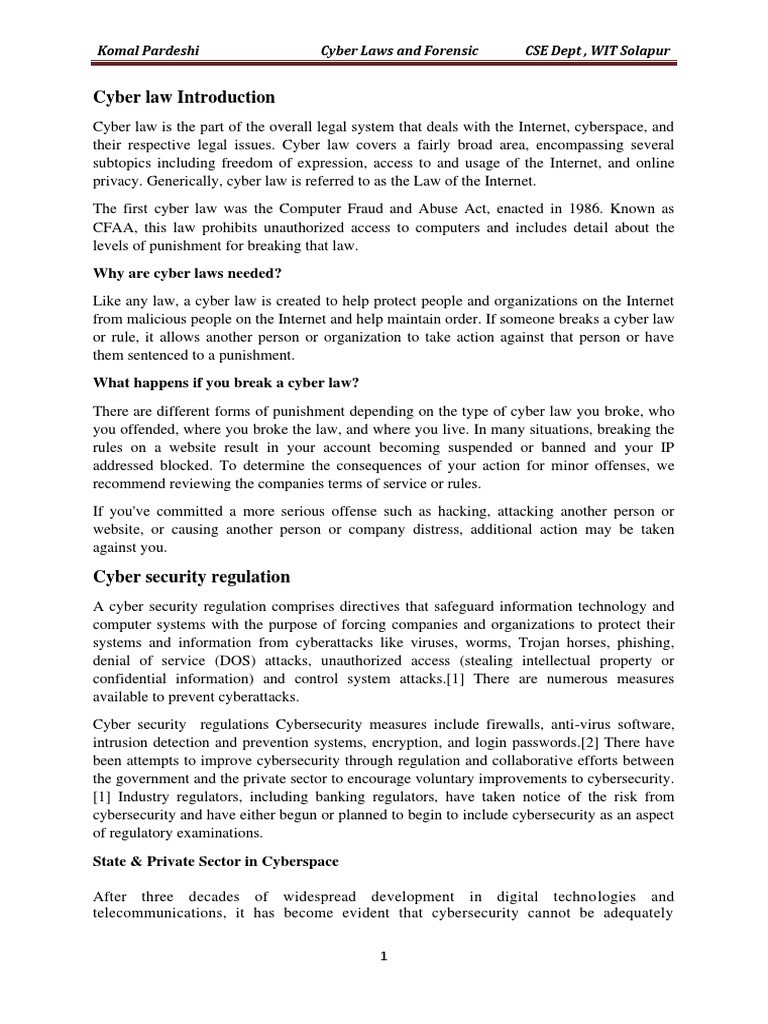 Cyber Laws&Forensic | PDF | Security | Computer Security