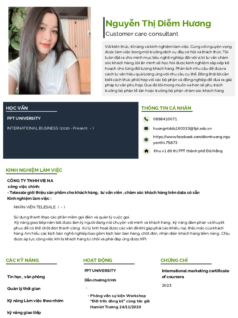 Nguyen-Thi-Diem-Huong-TopCV.vn-280623.231518 | PDF