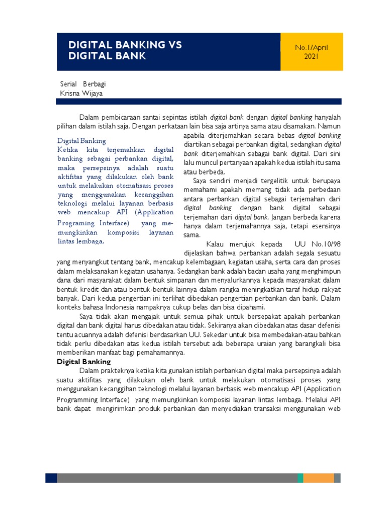Kw-serial Berbagi-digital Banking vs Digital Bank | PDF