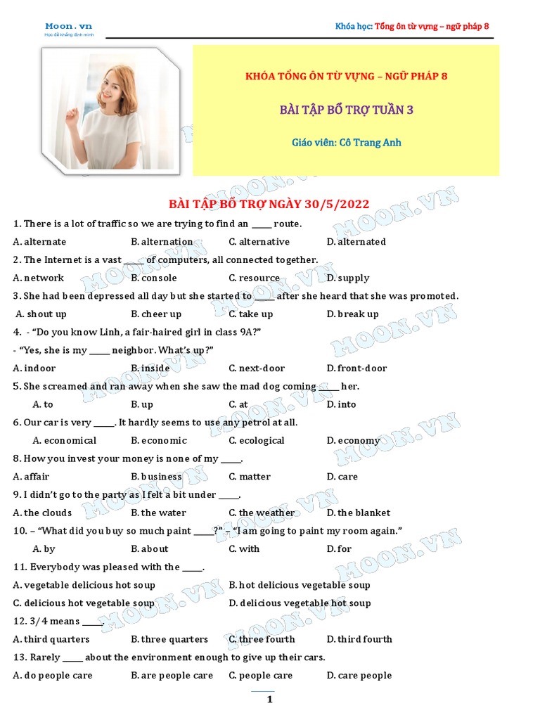 (TO8) Bai Tap Bo Tro Tuan 3 | PDF