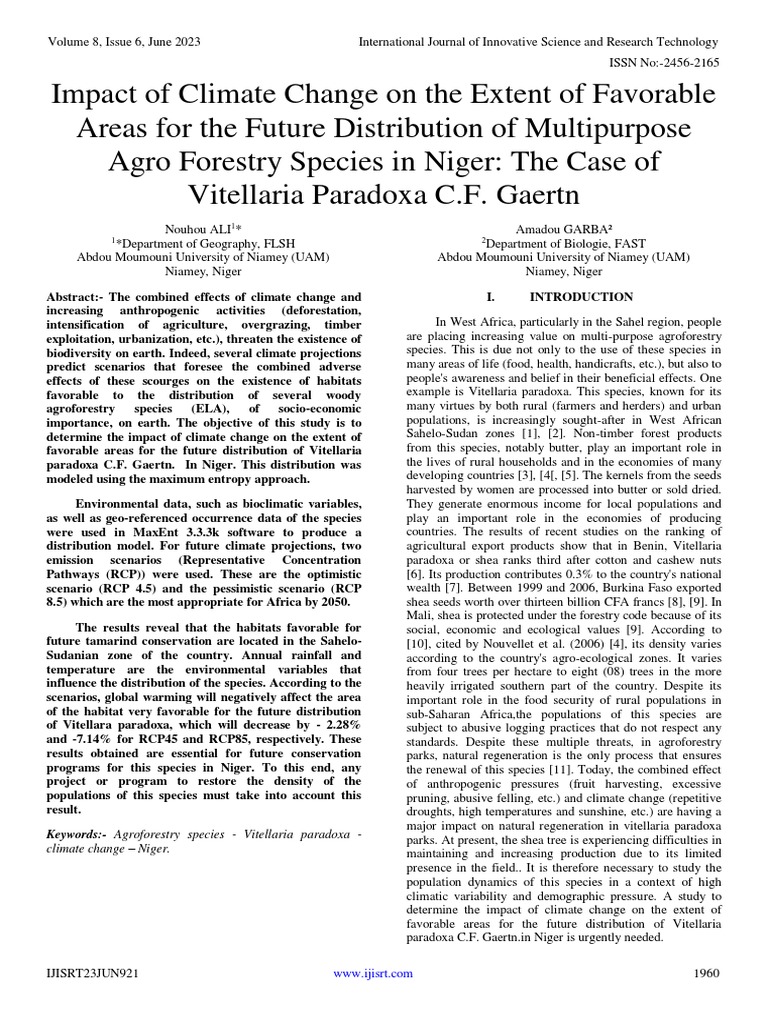 Impact of Climate Change On The Extent of Favorable Areas For The ...
