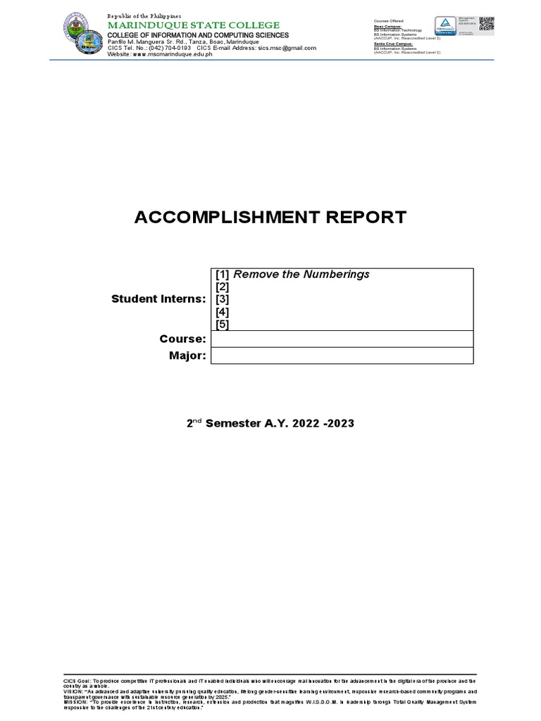 Accomplishment Report Format | PDF | Information System | Information ...