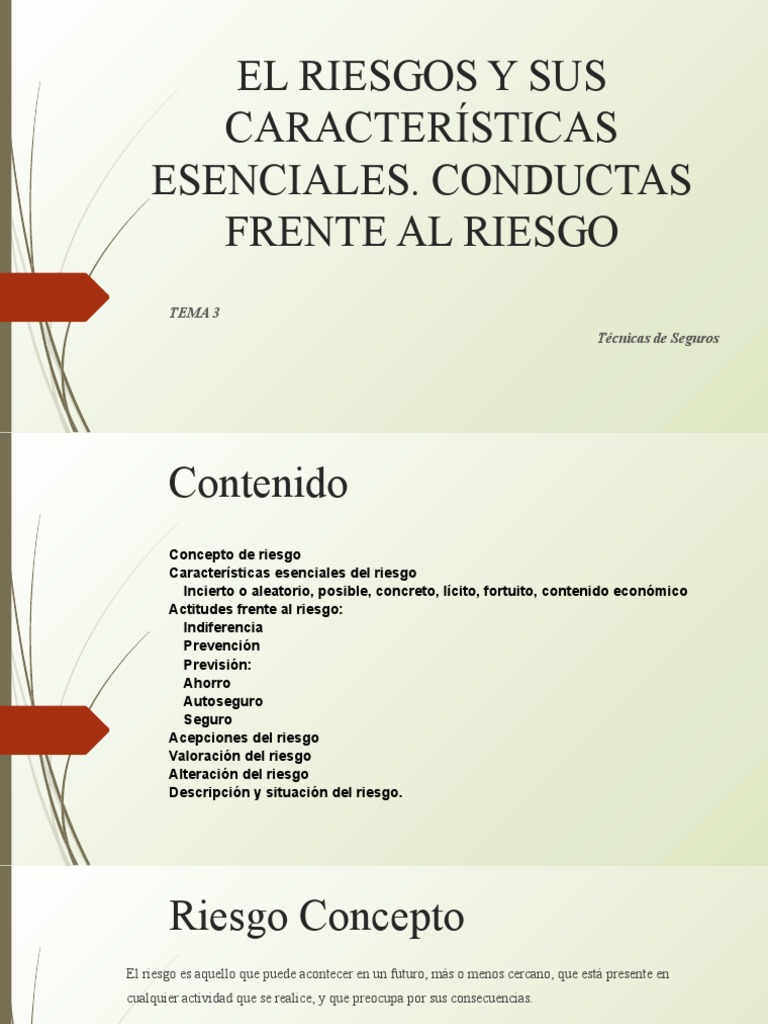 Unidad 3- El Riesgo y Sus Características Esenciales. Conductas Frente Al Riesgo ALUMNO | PDF ...