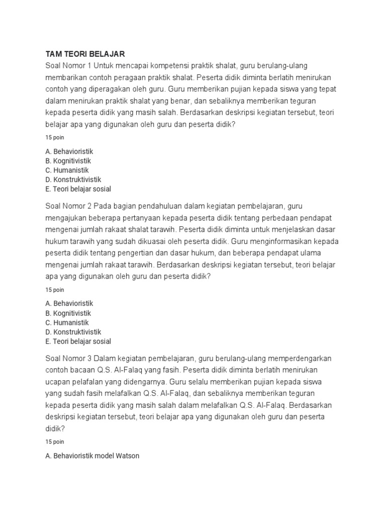 Tam Teori Belajar | PDF