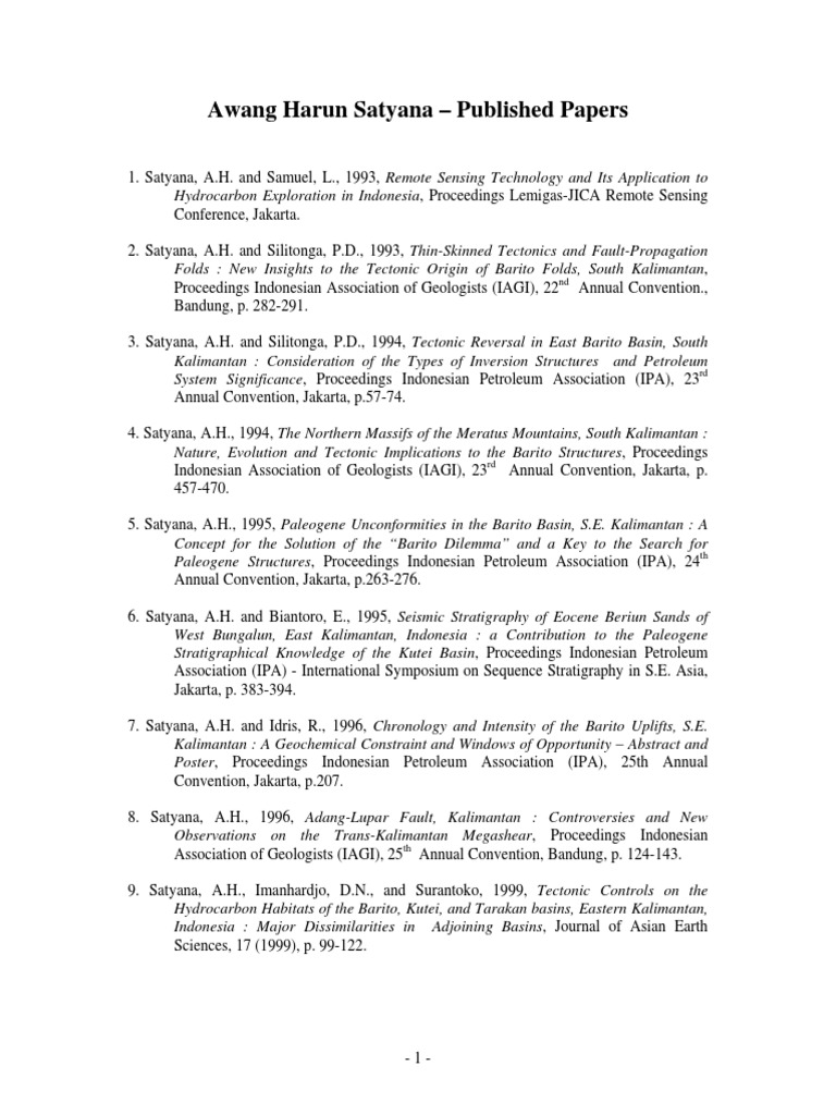Awang Harun Satyana's Petroleum Research | PDF | Indonesia | Petroleum ...