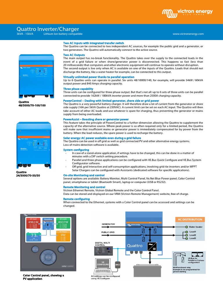 Datasheet Quattro 3kVA 15kVA EN | PDF | Power Inverter | Electrical Grid