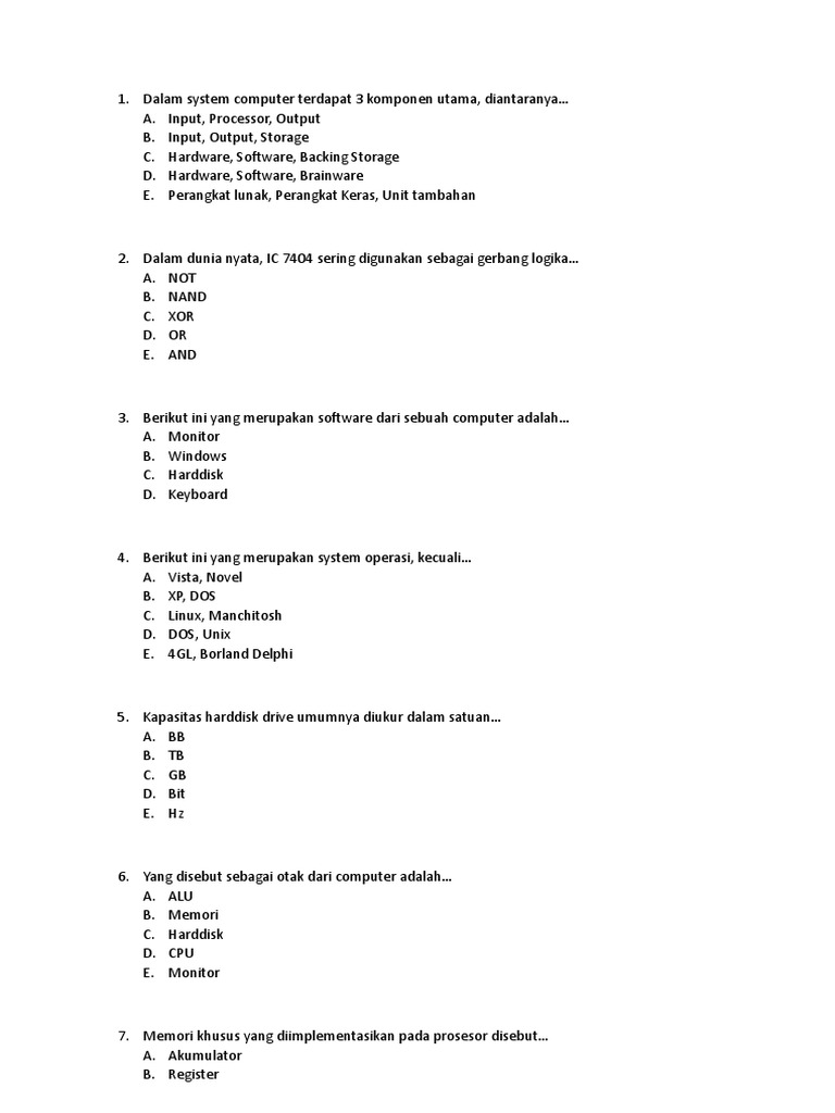 Latihan Soal Informatika Pdf