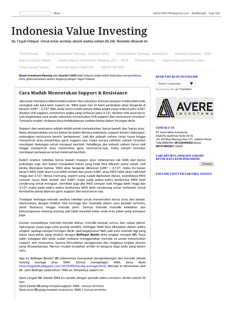 Cara Mudah Menentukan Support & Resistance - Indonesia Value Investing | PDF