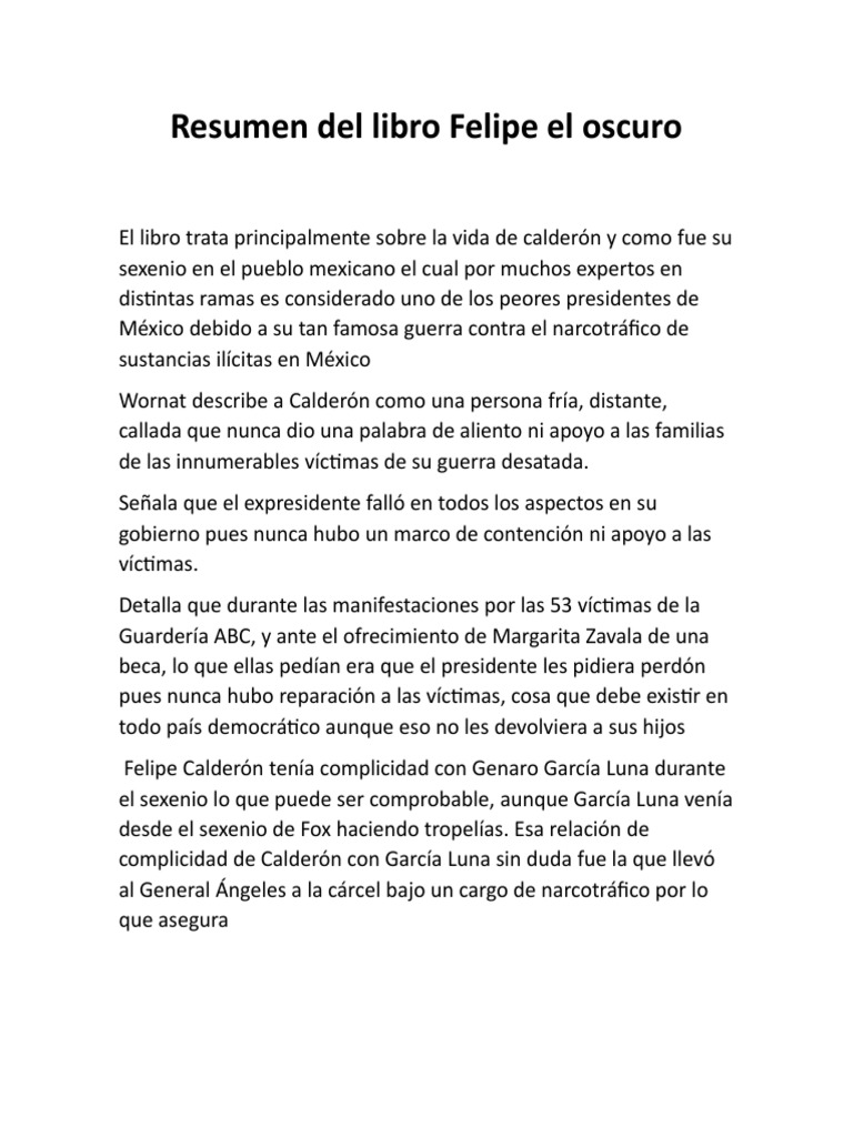Resumen del libro Felipe el oscuro | PDF